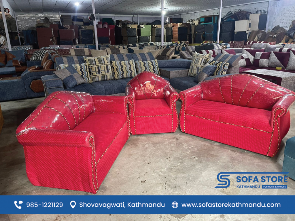 3 Piece Red Fabric Sofa Set – Sofa Store Kathmandu